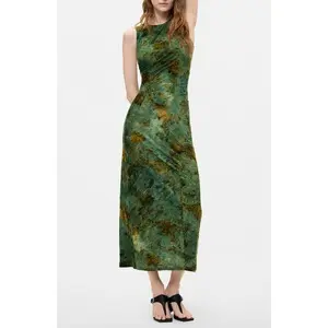 Desigual Sleeveless Ruched Midi Dress - Green