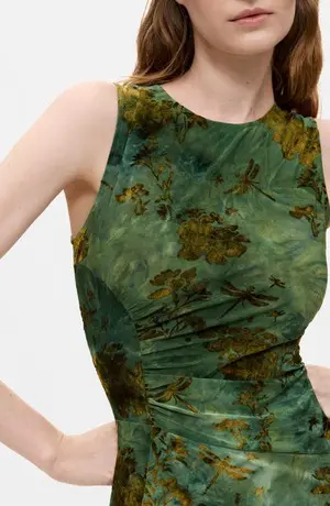 Desigual Sleeveless Ruched Midi Dress