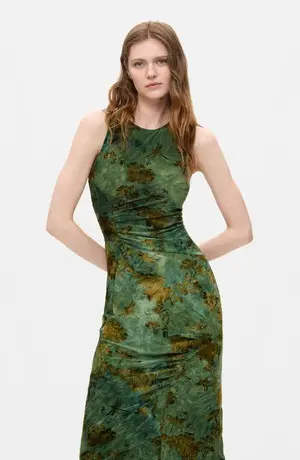 Desigual Sleeveless Ruched Midi Dress