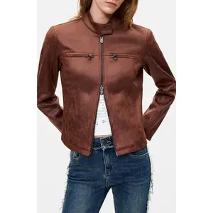 Desigual Faux Leather Jacket - Dark Brown