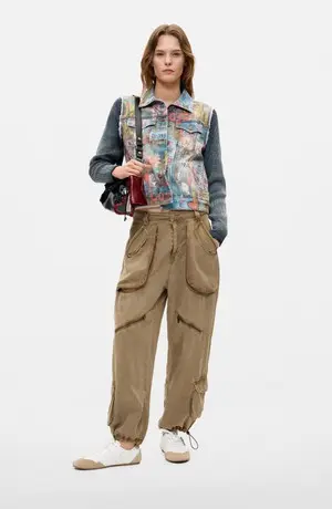 Desigual Graffiti Ribbed Sleeve Trucker Jacket