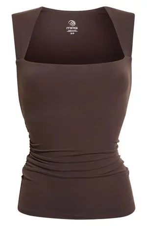 MPG Cloud Square Neck Ruched Performance Tank - Java