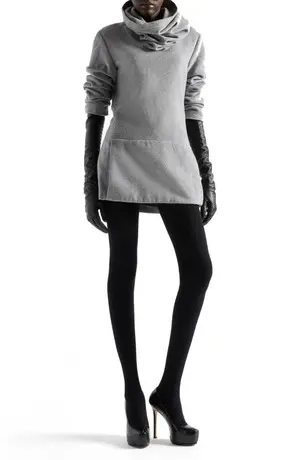 7 For All Mankind Ruched High Neck Wool Blend Minidress - Wool Blend Slat