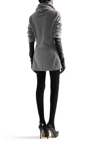7 For All Mankind Ruched High Neck Wool Blend Minidress