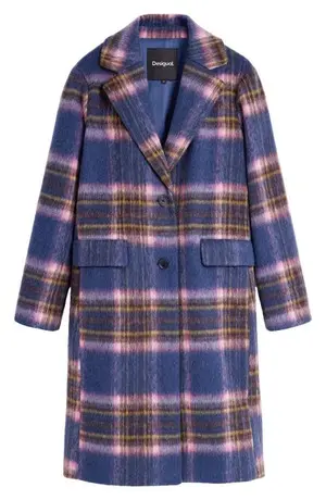 Desigual Plaid Overcoat