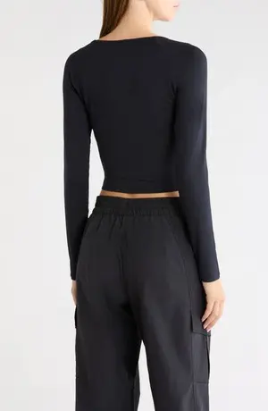 MPG Breeze Ruched Long Sleeve Top - Black