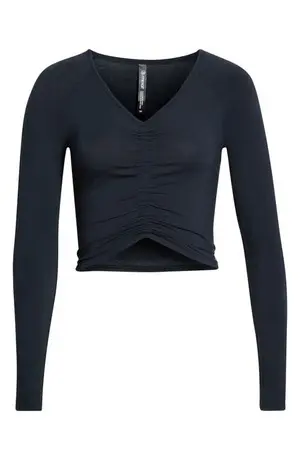 MPG Breeze Ruched Long Sleeve Top - Black