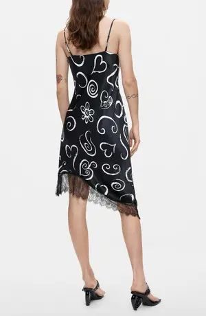 Desigual Lace Trim Cowl Neck Slipdress