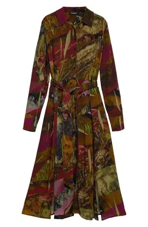 Desigual Printed Long Sleeve Shirt Dress