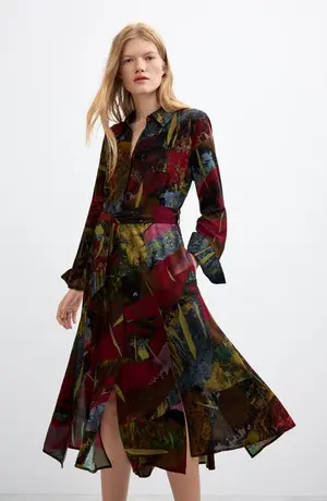 Desigual Printed Long Sleeve Shirt Dress
