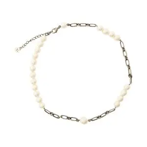 Y’s Pearl And Chain Choker - Silver