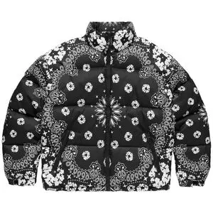 DENIM TEARS Cotton Wreath Paisley Puffer Jacket - Black