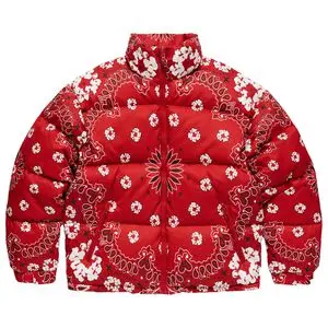 DENIM TEARS Cotton Wreath Paisley Puffer Jacket - Red