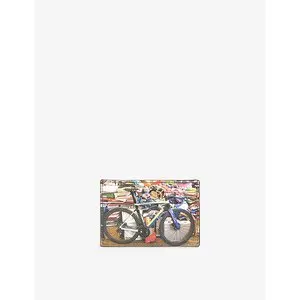 Paul Smith Dream Factory Paul's Office Print Leather Credit Card Holder - Brown