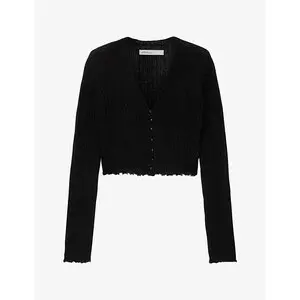 ALLSAINTS Mable V-neck Cropped Alpaca-blend Cardigan - Black