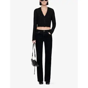 ALLSAINTS Mable V-neck Cropped Alpaca-blend Cardigan - Black