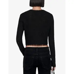 ALLSAINTS Mable V-neck Cropped Alpaca-blend Cardigan - Black