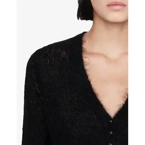 ALLSAINTS Mable V-neck Cropped Alpaca-blend Cardigan - Black