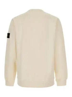 Stone Island Crewneck Sweatshirt With Logo Patch On The Sleeve In Cotton For - White