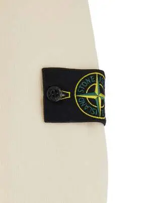 Stone Island Crewneck Sweatshirt With Logo Patch On The Sleeve In Cotton For - White