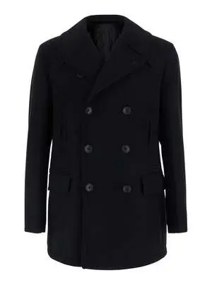 Tagliatore San Francisco' Double-breasted Coat With Notched Revers In Blend Wool For - Black