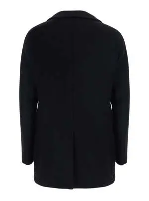 Tagliatore San Francisco' Double-breasted Coat With Notched Revers In Blend Wool For - Black