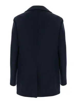 Tagliatore San Francisco' Blue Double-breasted Coat With Notched Revers In Wool Blend For - Multicolor