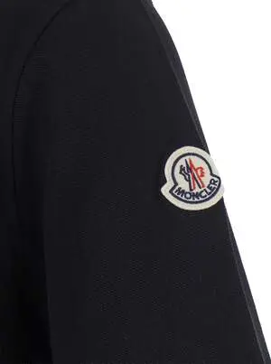 Moncler Black Polo Shirt With Classic Collar And Logo Patch On The Sleeve In Cotton For - Multicolor