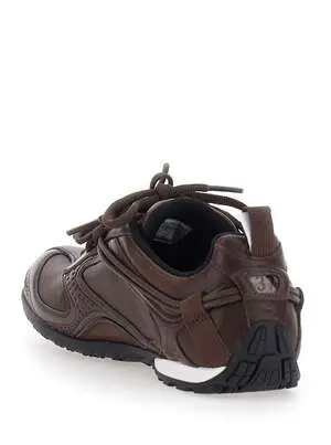 Balenciaga Radar' Brown Low Top Sneakers With Logo Patch On The Tongue In Leather For