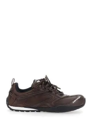 Balenciaga Radar' Brown Low Top Sneakers With Logo Patch On The Tongue In Leather For - Multicolor