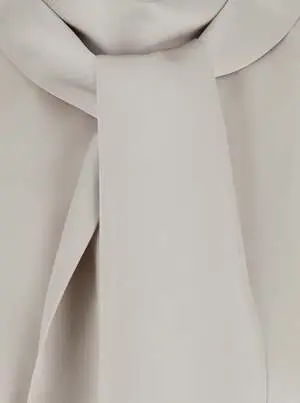 Brunello Cucinelli Beige Blouse With Bow Collar And Monile Decoration In Silk For - Multicolor