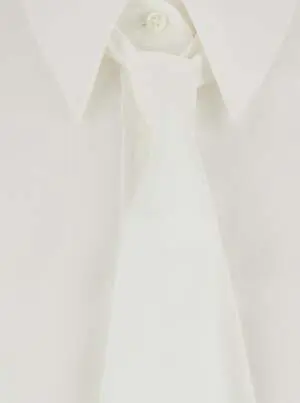 Brunello Cucinelli White Shirt With Classic Collar And Oversized Tie On The Front In Cotton For - Multicolor