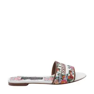 Dolce & Gabbana Floral Logo Flat Shoes Sliders - Multicolor