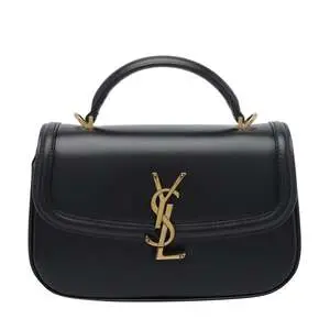 Saint Laurent Box Small Leather Solferino Bag With Handle - Black