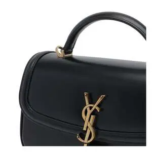 Saint Laurent Box Small Leather Solferino Bag With Handle - Black