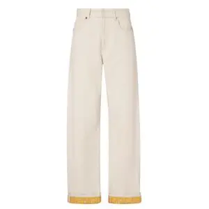 Fendi Ff Detail Denim Pants - White