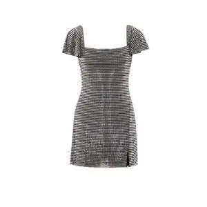SELF-PORTRAIT Rhinestone Mini Dress - Gray