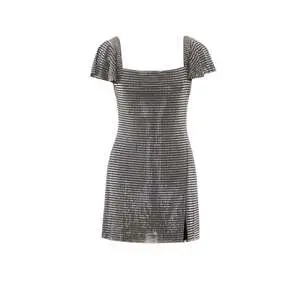 SELF-PORTRAIT Rhinestone Mini Dress - Gray
