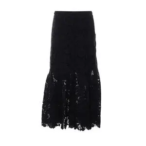 SELF-PORTRAIT Lace Midi Skirt - Black