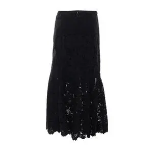 SELF-PORTRAIT Lace Midi Skirt - Black