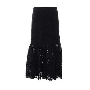 SELF-PORTRAIT Lace Midi Skirt - Black