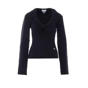 GANNI Frill Sweater - Blue
