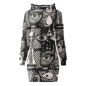 ALOHA FROM DEER White / Black Checkered Omen Oversize Hoodie Dress - White/black