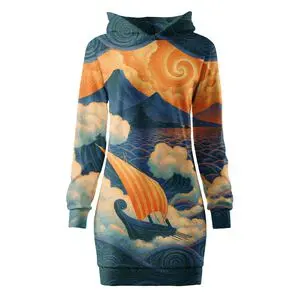 ALOHA FROM DEER Yellow / Blue Return To Itaka Oversize Hoodie Dress - Yellow/blue