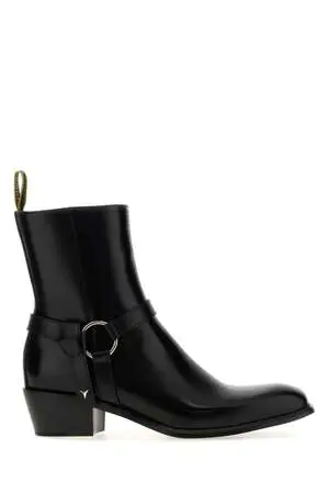 Fendi S Leather Ankle Boots - Black