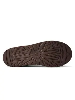 UGG Suede Mini Slide Sandals With Sheepskin Lining, Recycled Polyester Braid & Sugarcane Eva Outsole - Marrone