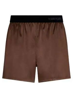TOM FORD Silk-blend Lounge Shorts - Brown