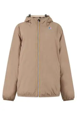 K-WAY Waterproof Windproof Sherpa-lined Hooded Zip Jacket - Beige