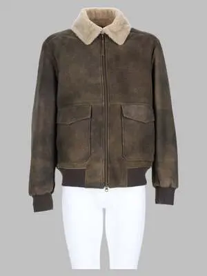 COLAMARINO Textured Suede Moto Leather Jacket For