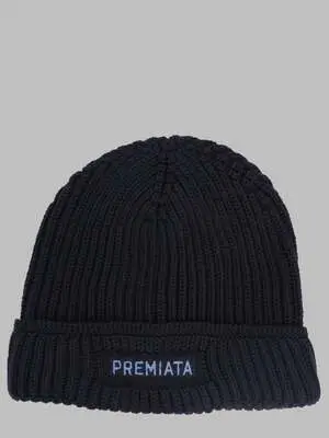 Premiata Ribbed Knit Beanie Hat - Blue